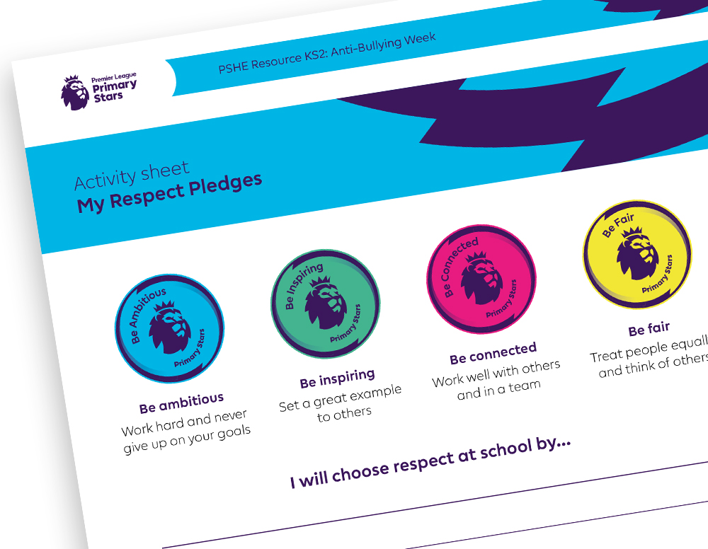 Premier League Primary Stars | My Respect Pledges worksheets