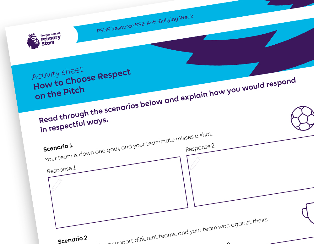 Premier League Primary Stars | How to Choose Respect on the Pitch worksheet