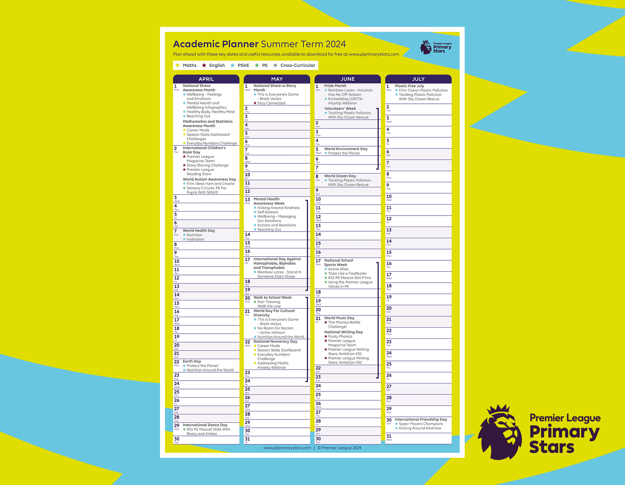 Premier League Primary Stars | Summer Term Planner - Printable Version